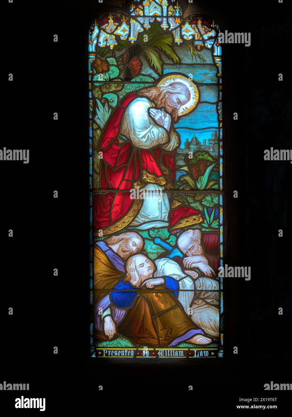 Jesus Christ at the garden of Gethsemane, in dread and agony, prays not ...