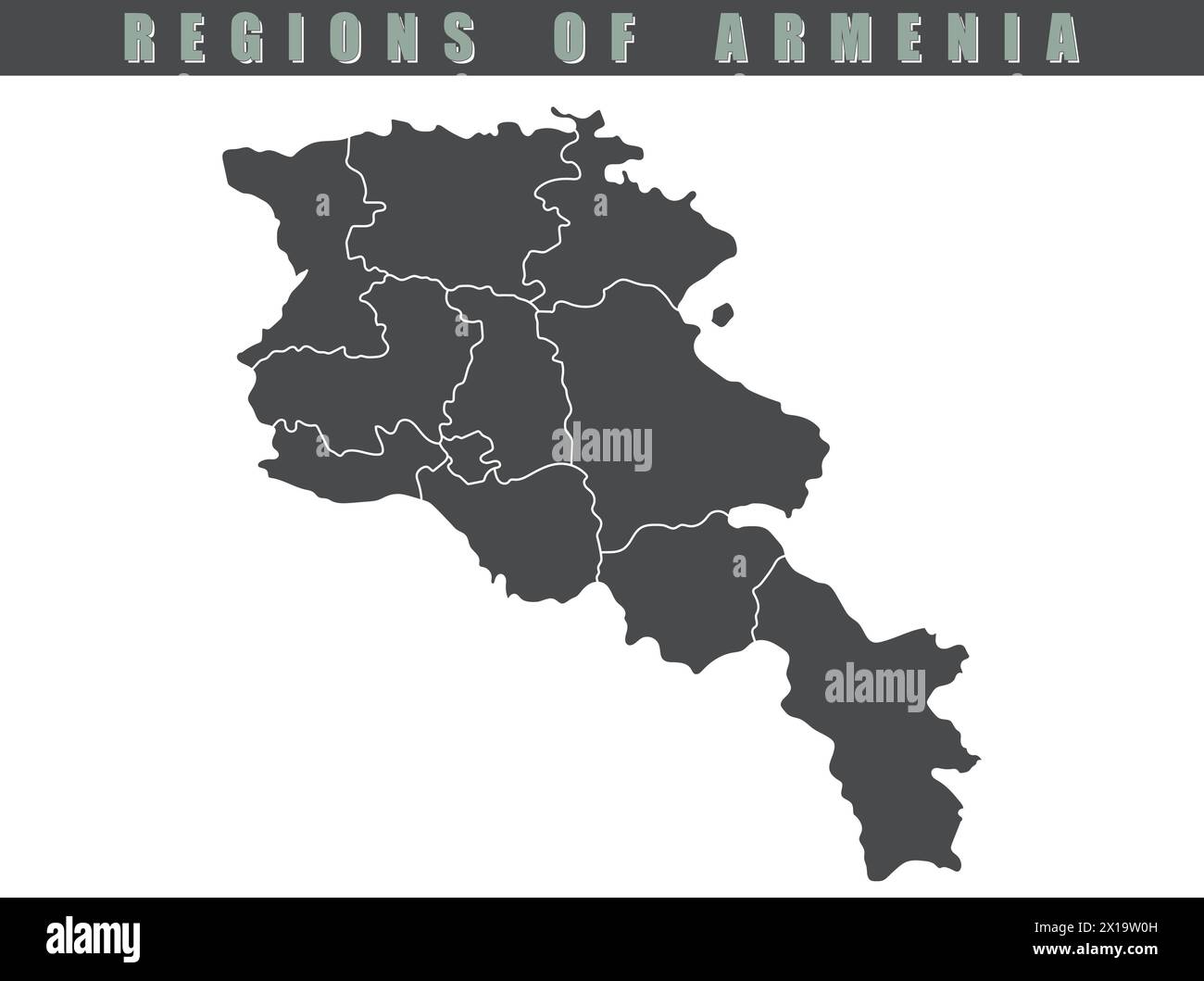 Armenian country map. Map of Armenia in gray color. Detailed gray ...