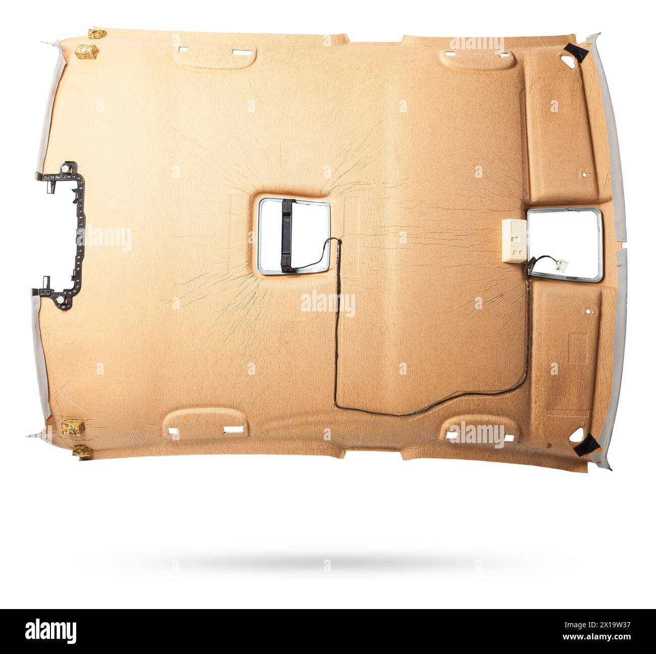 Finishing the gray ceiling roof from a car removed and disassembled for ...