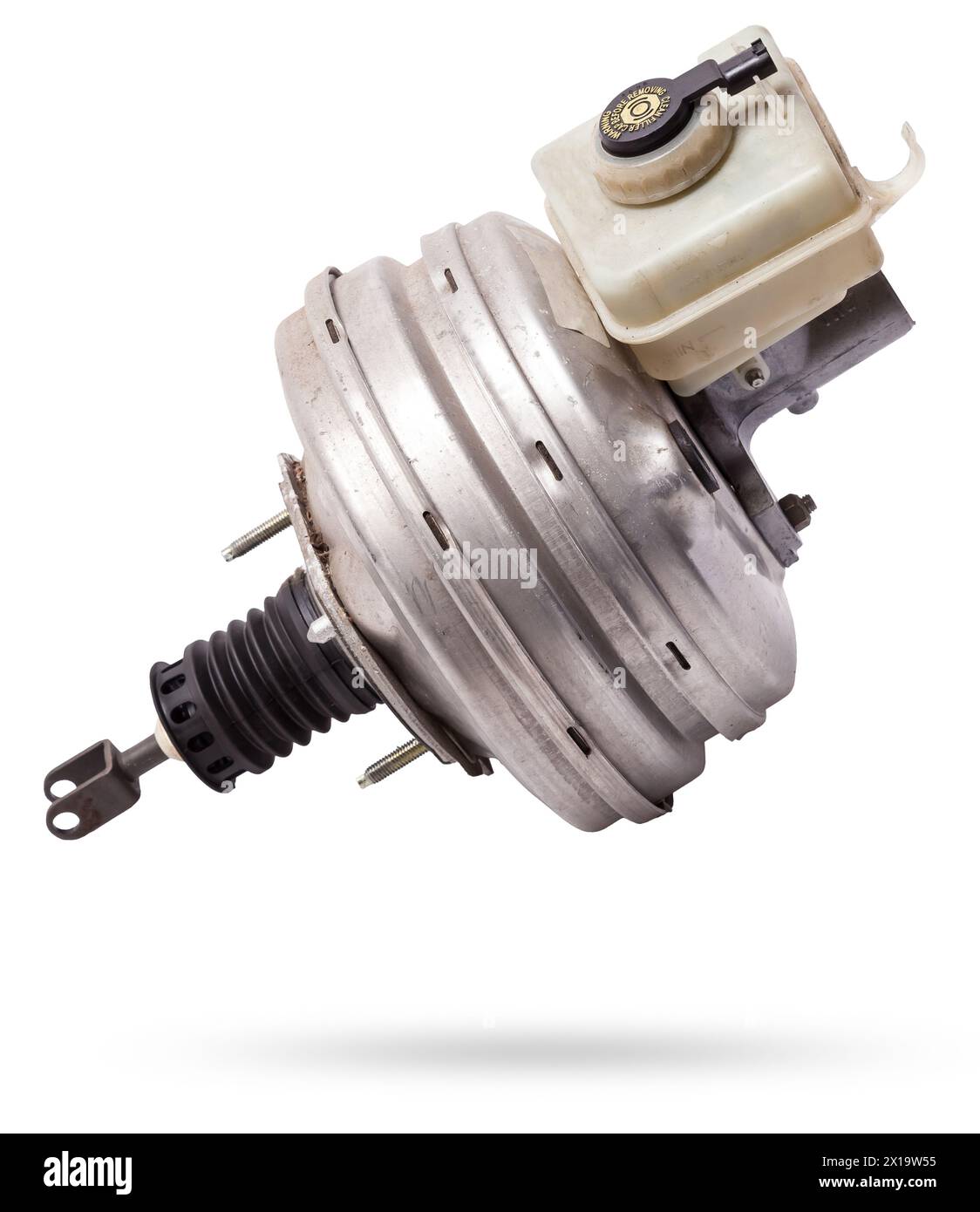 Black metal vacuum brake booster for repair and replacement on a car in ...