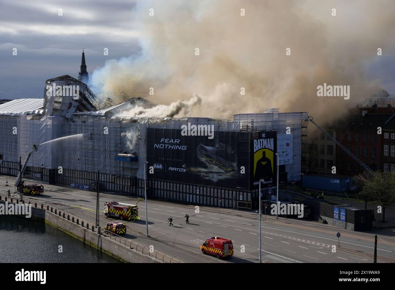 The historic building Boersen is on fire in central Copenhagen in ...