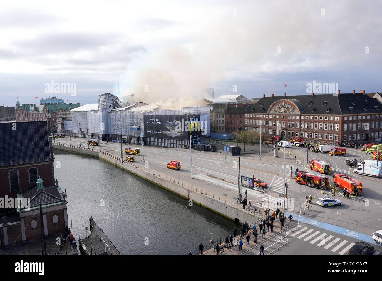 The historic building Boersen is on fire in central Copenhagen in ...