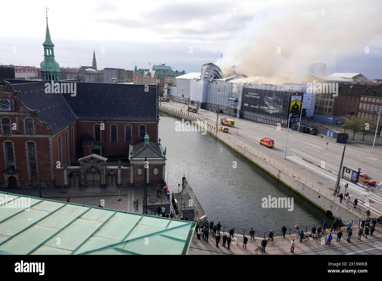 The historic building Boersen is on fire in central Copenhagen in ...