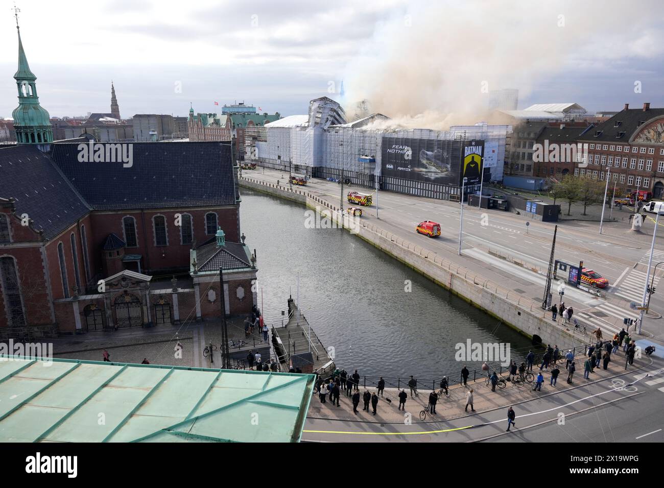 The historic building Boersen is on fire in central Copenhagen in ...