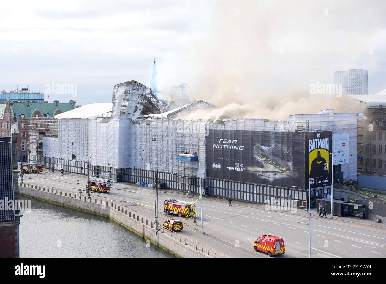 The historic building Boersen is on fire in central Copenhagen in ...