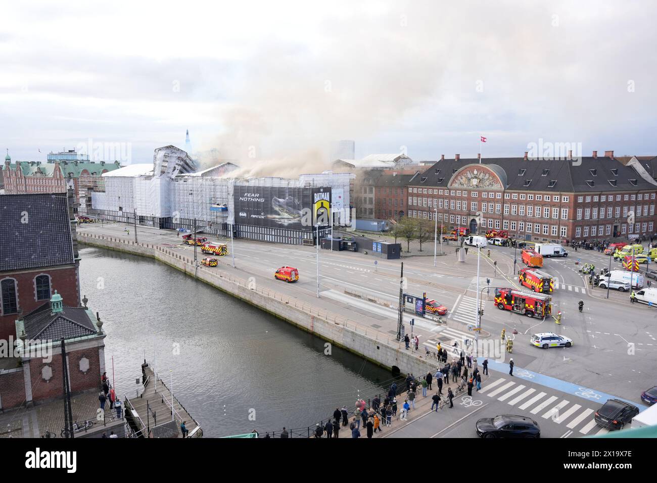 The historic building Boersen is on fire in central Copenhagen in ...