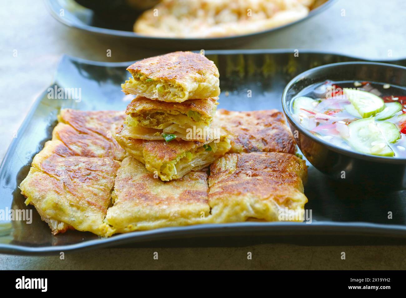 Plate of Delectable Minced Beef Stuffed Roti Mataba or Murtabak Stock ...