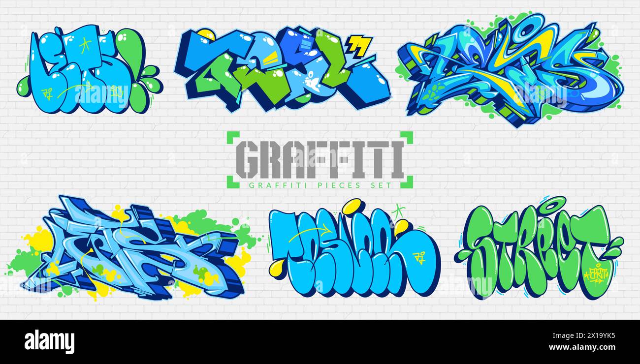 Trendy Abstract Colorful Urban Graffiti Style Street Art Lettering ...