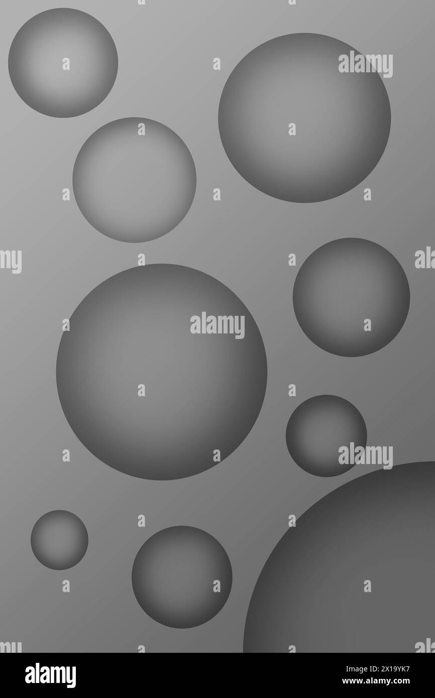 Abstract Background of Gradient Gray 3D Various Sized Spheres Stock ...
