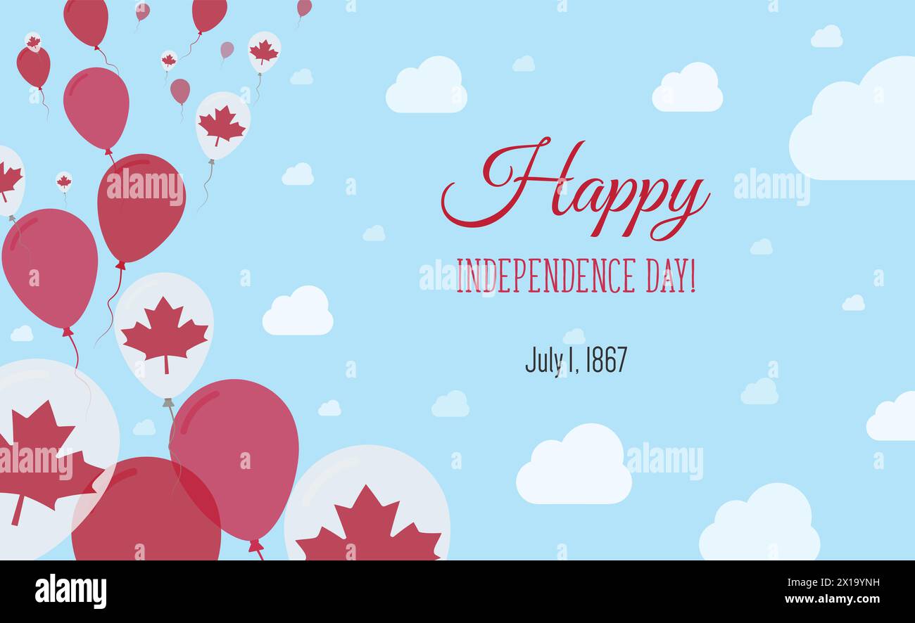 Canada Independence Day Sparkling Patriotic Poster. Row of Balloons in ...