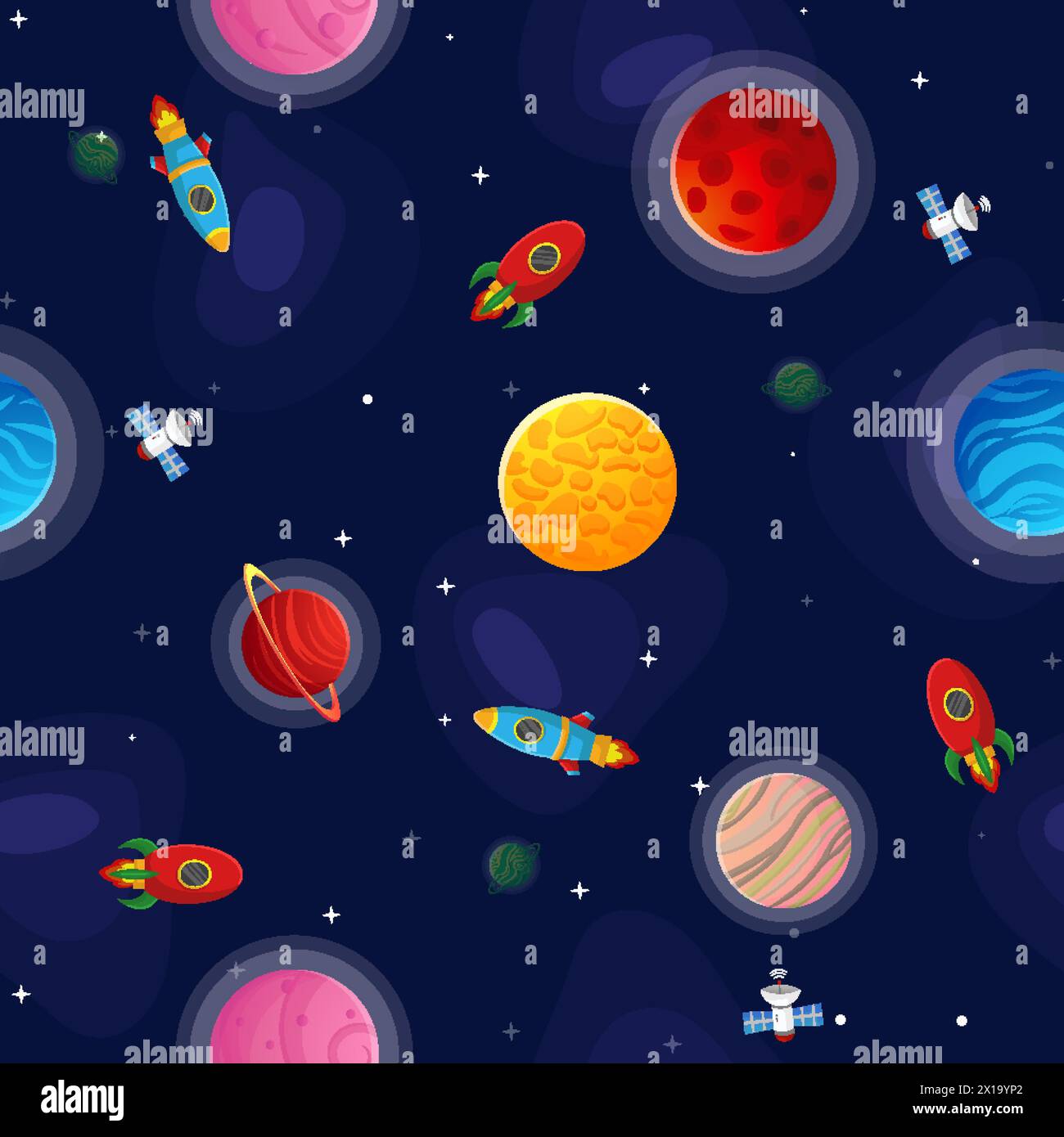Space cartoon seamless pattern. Cute design for kids fabric and ...