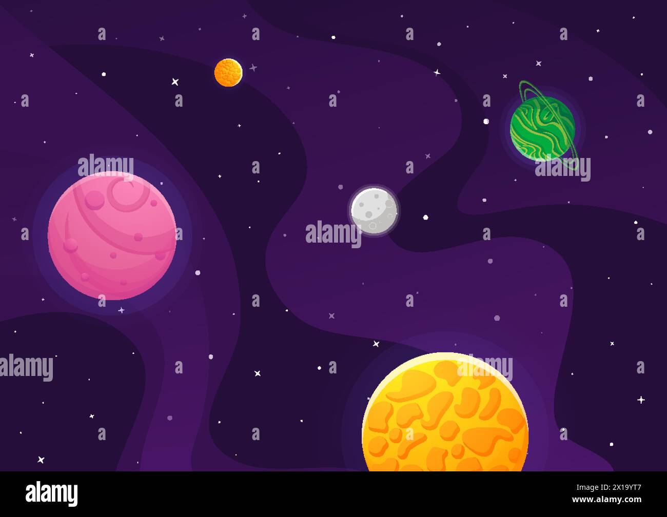 Space cartoon background. Cute design for landing page, banner or ...
