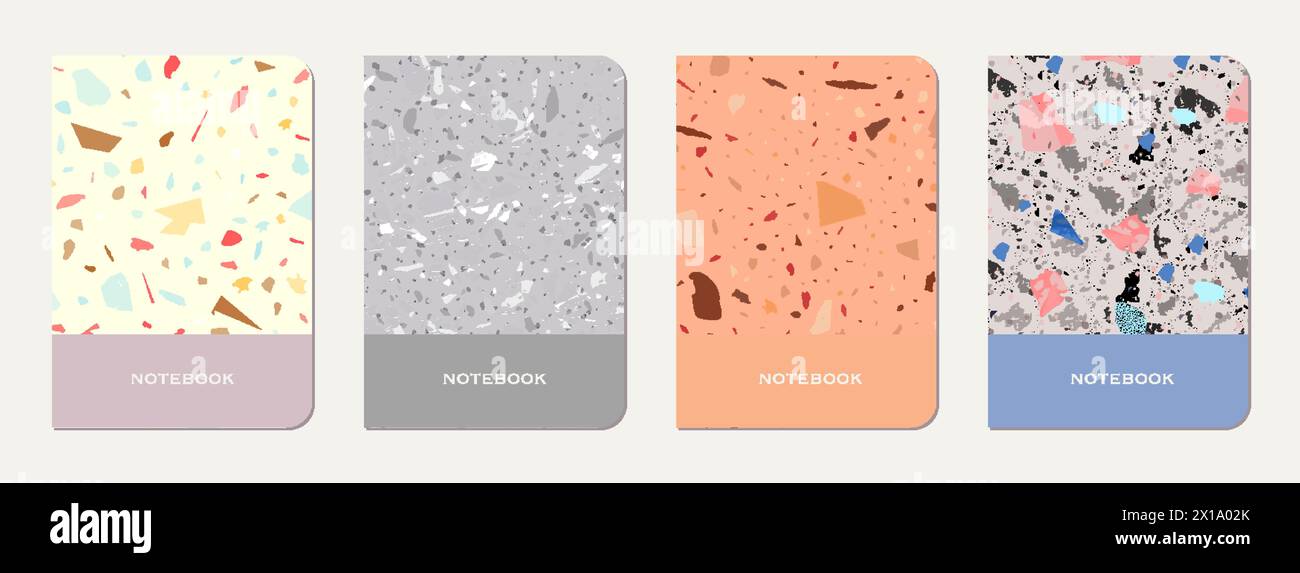 Notepad cover design. Terrazzo abstract background made of natural ...