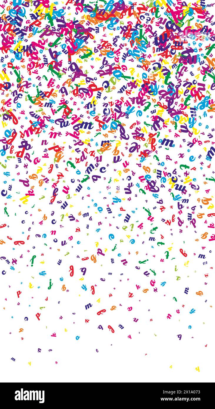 Flying latin letters. Colorful childish scattered charachters of ...