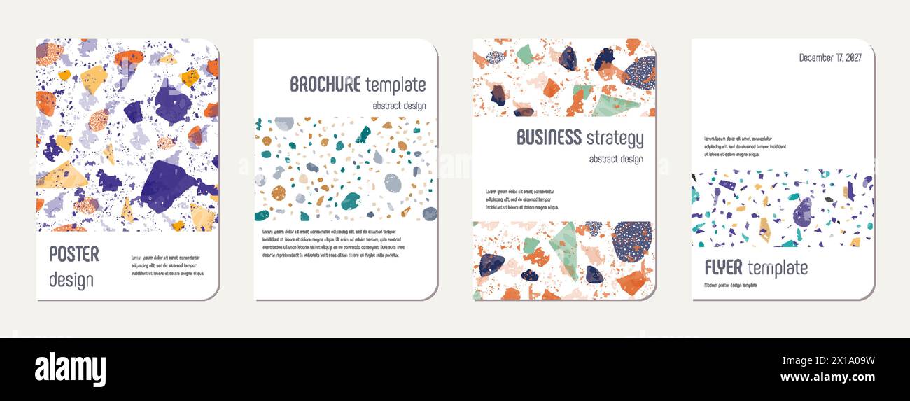 Notepad cover design. Terrazzo abstract background made of natural ...