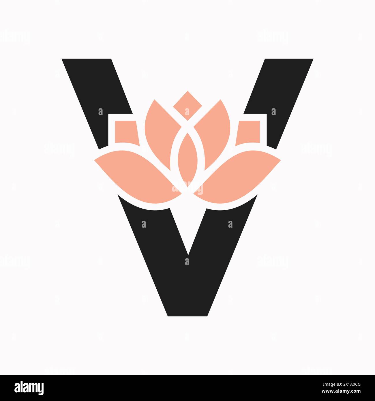 Letter V Flower Concept For Botanic Symbol. Beauty Sign Stock Vector ...