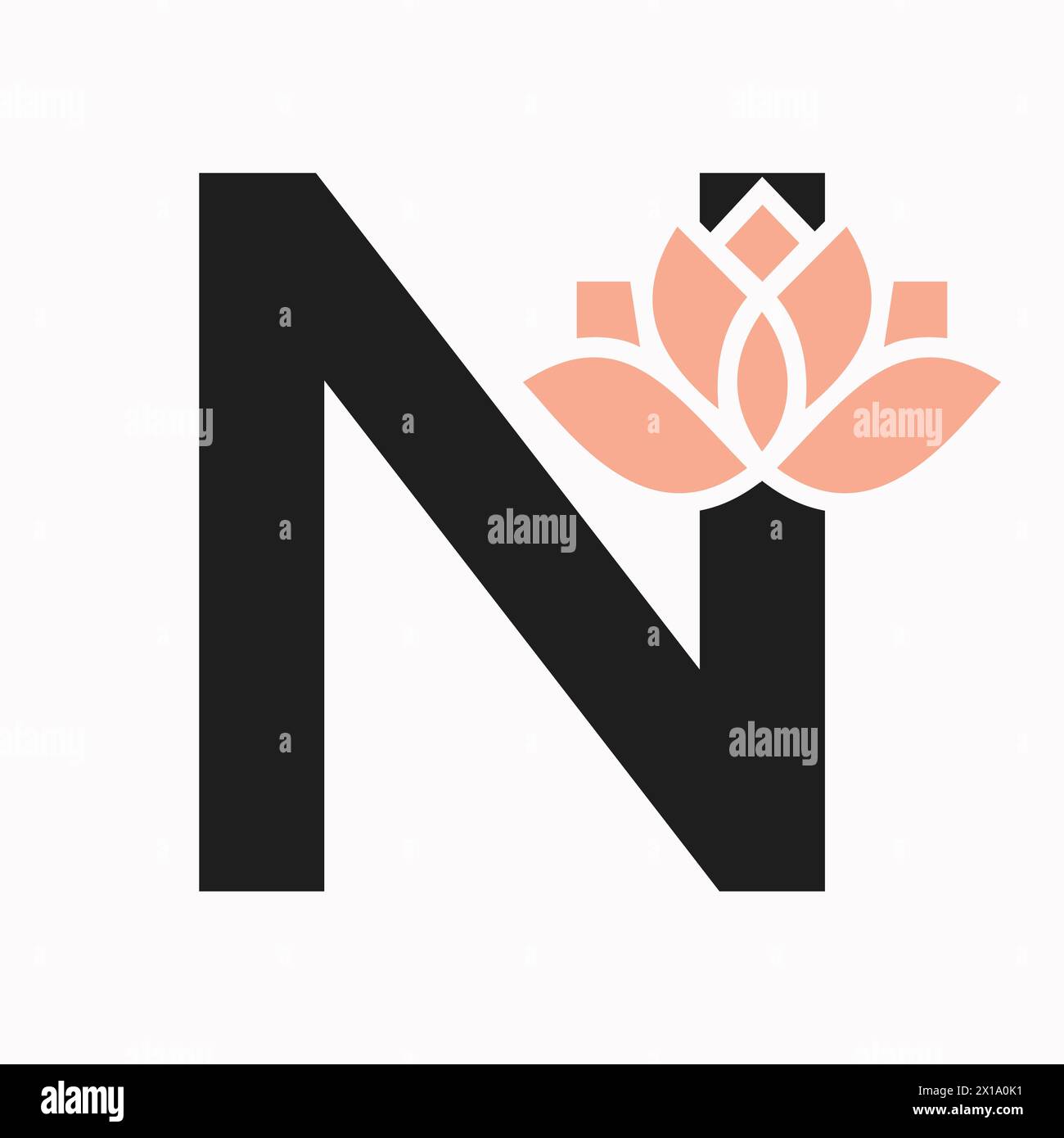 Letter N Flower Concept For Botanic Symbol. Beauty Sign Stock Vector ...