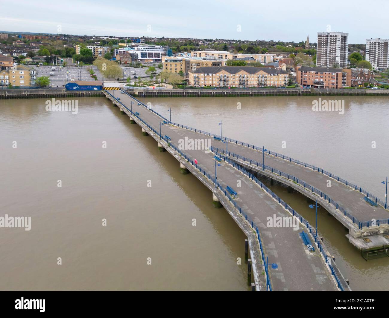 aerial view of Erith pier, first opened in 1842 , is the longest pier ...