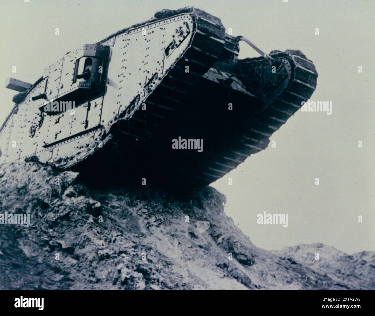 British tank in action, WW1 1917 Stock Photo - Alamy