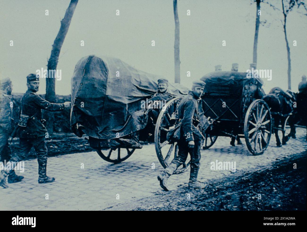 German searchlight transport on the way to the front, WW1 1917 Stock ...