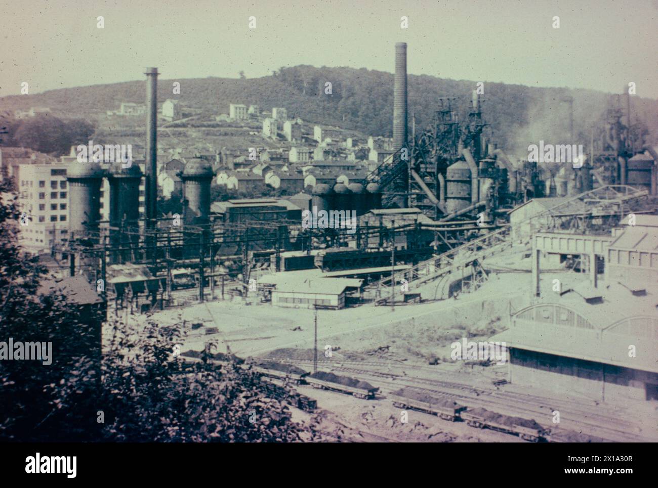 Steelworks at the iron-mining and steel-producing town of Longwy ...