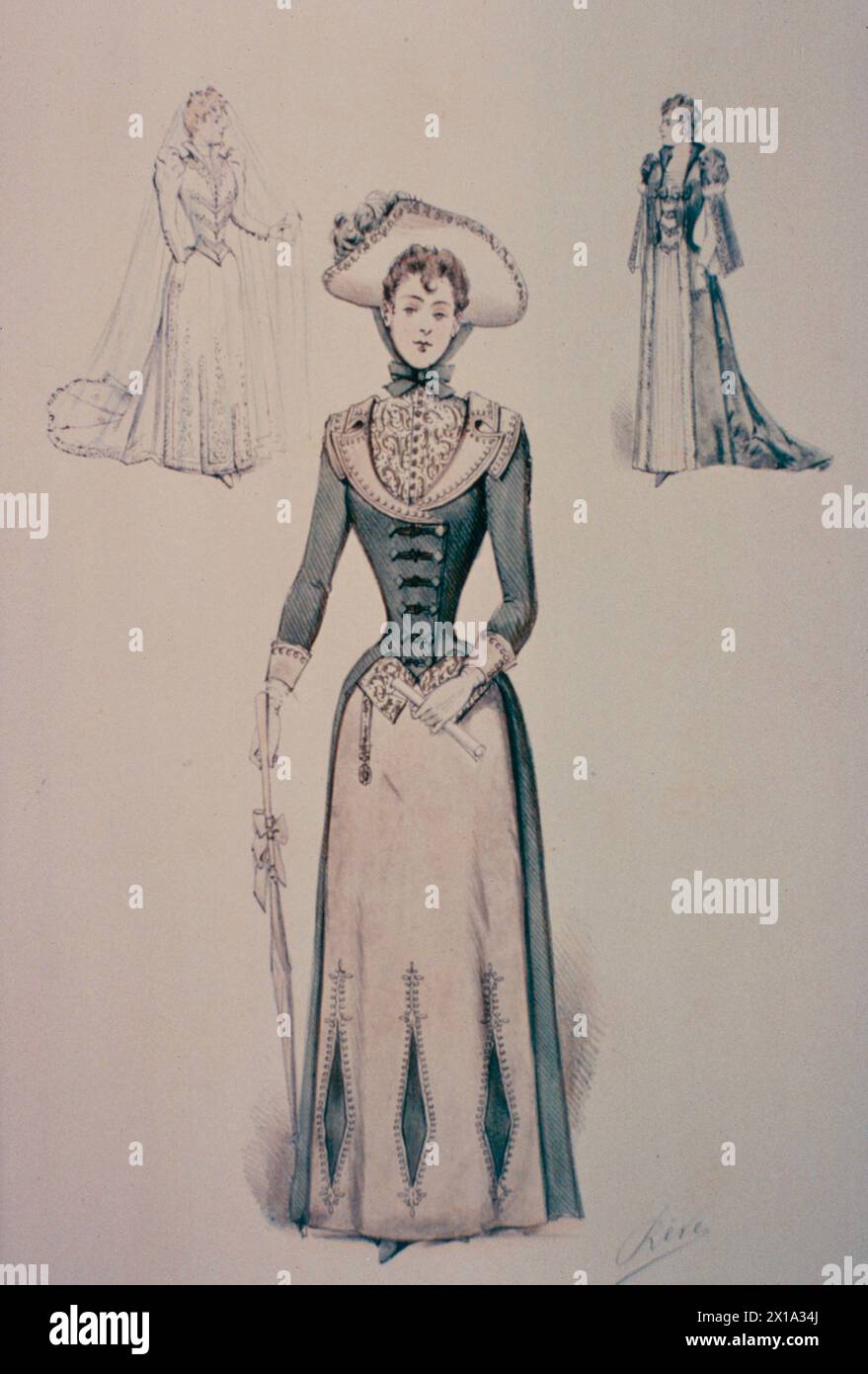 Paris women's fashions for 1890: Faille wedding dress, Louis XV costume ...