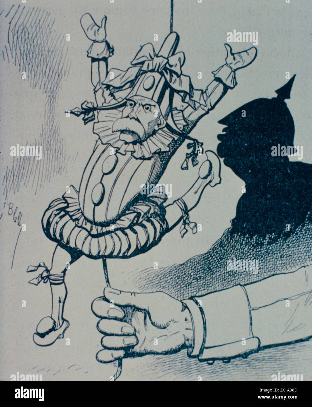 Italian Politics, political cartoon with Italian PM Francesco Crispi ...