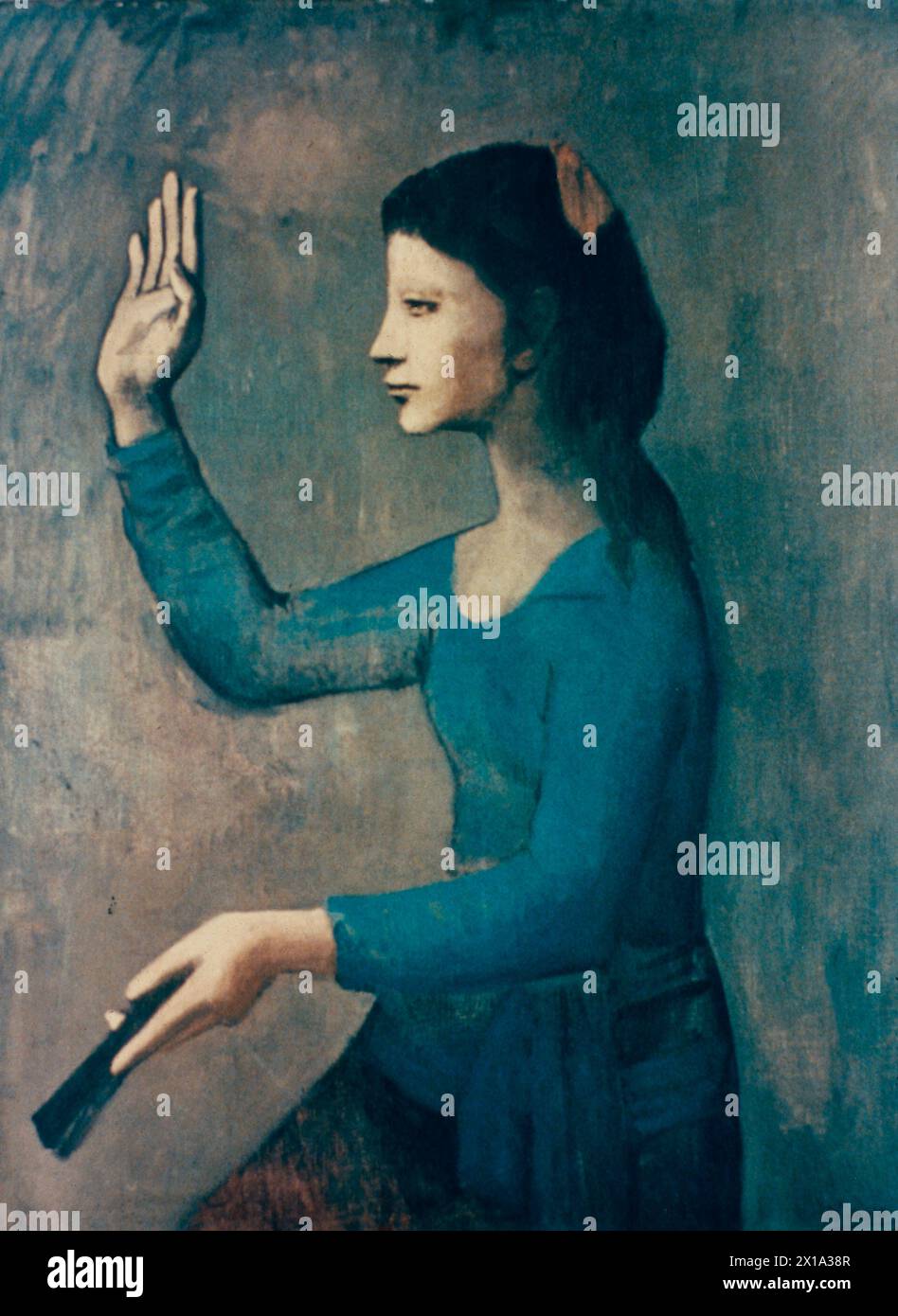 Lady with a Fan, painting by Spanish artist Pablo Picasso, 1905 Stock ...