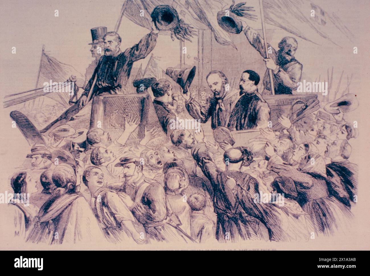 Italian patriot and general Giuseppe Garibaldi enters Naples in 1860 ...