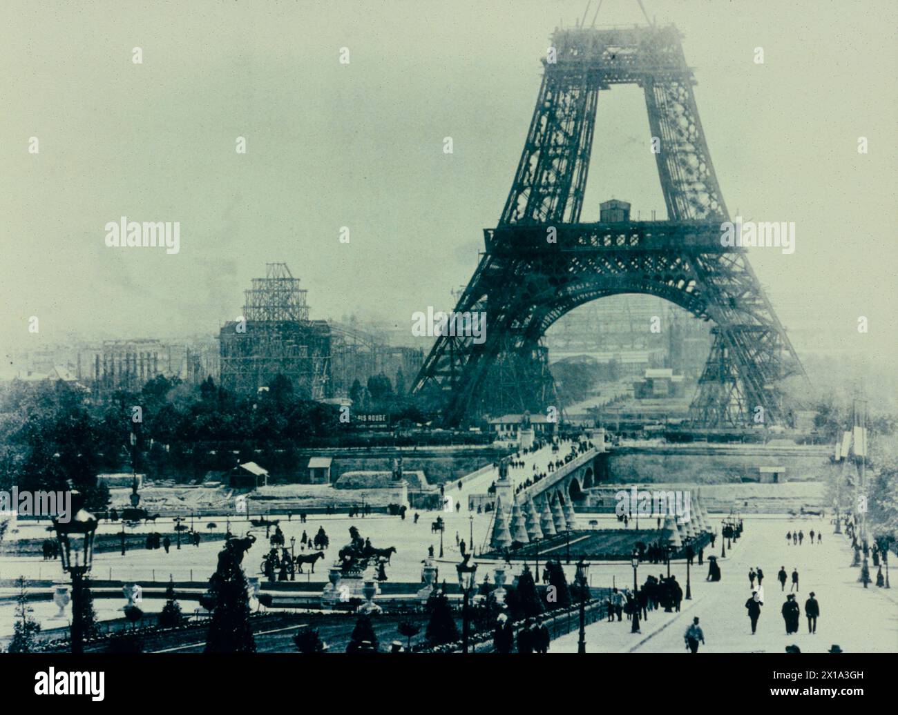 The Eiffel Tower half-completed, Paris, France 1880s Stock Photo - Alamy