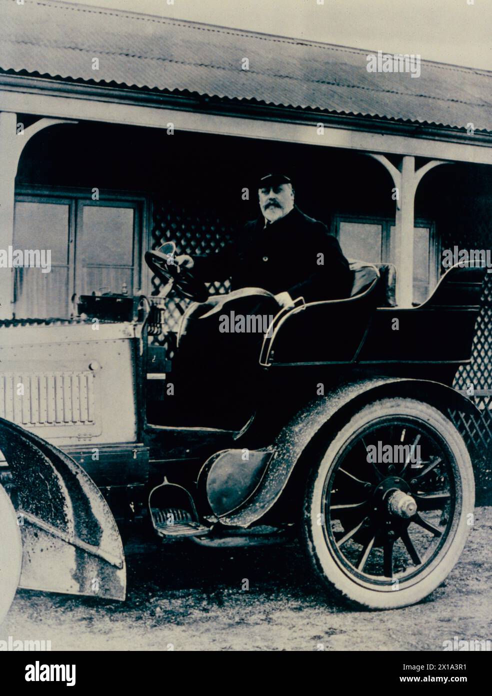 King Edward VII of England posing in a car, Britain 1902 Stock Photo ...