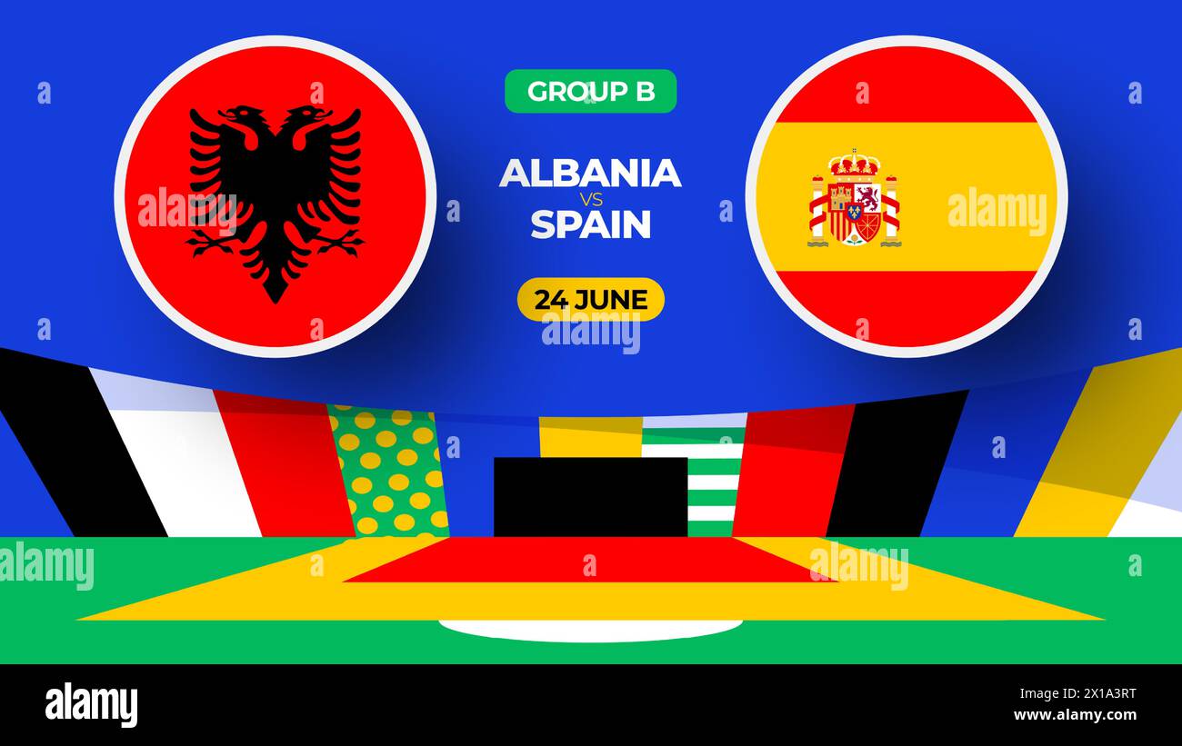 Albania vs Spain football 2024 match versus. 2024 group stage ...