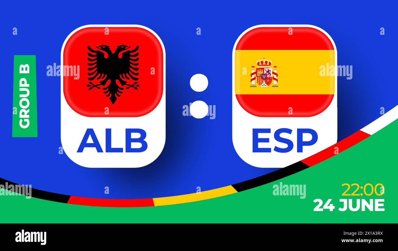 Albania vs Spain football 2024 match versus. 2024 group stage ...