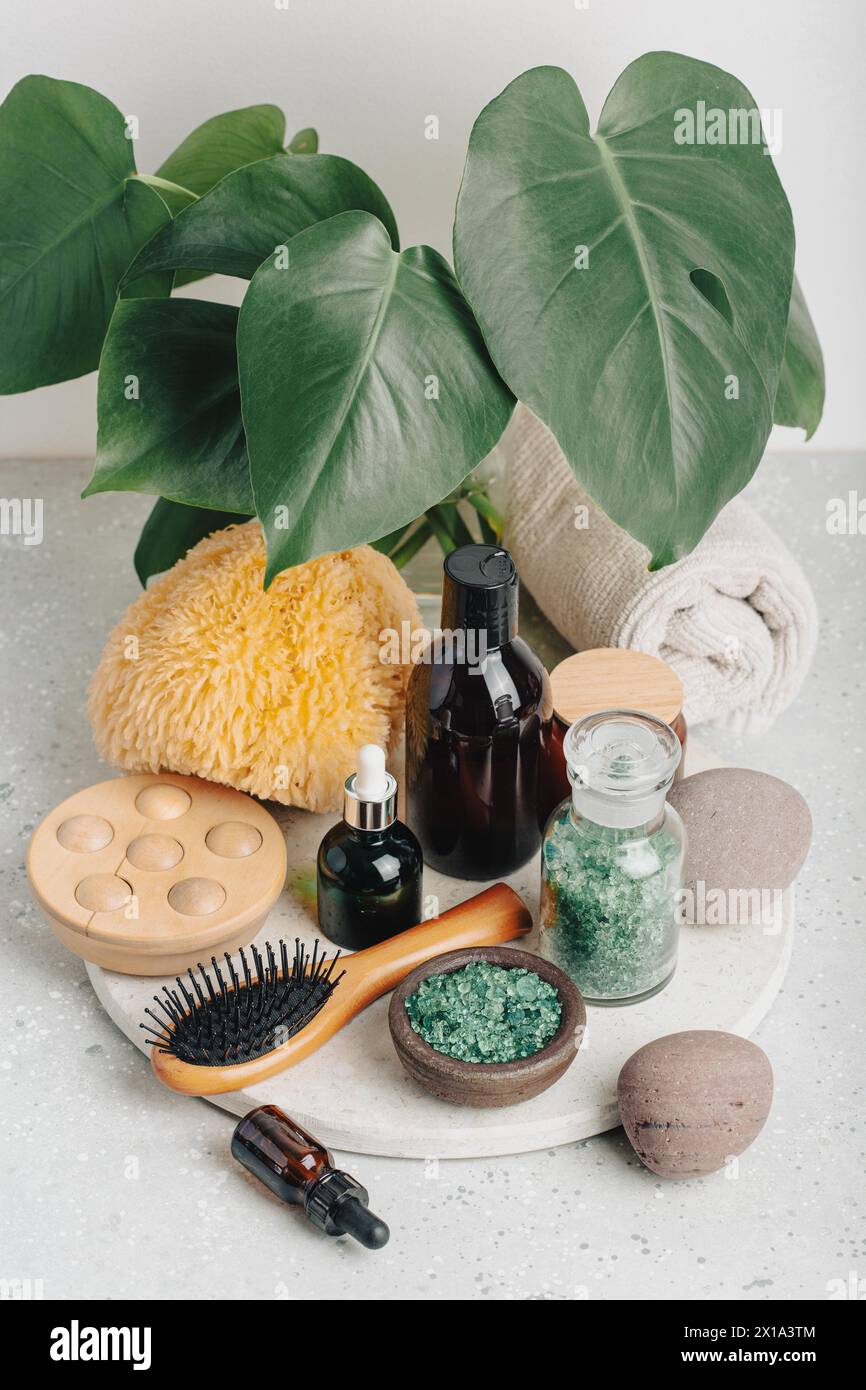 zero waste eco friendly hygiene bathroom concept. reusable cosmetic ...