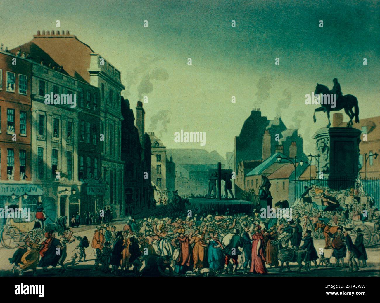 Pillory at Charing Cross, London, England 1811, aquatint by Pugin and ...