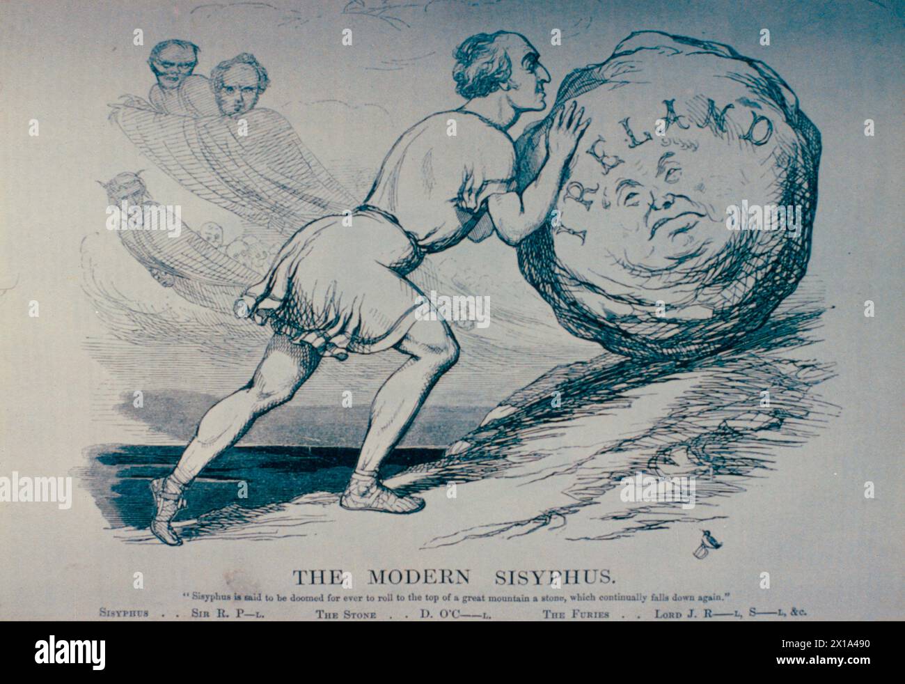 The Modern Sisyphus, illustration from Punch, England 1846 Stock Photo ...