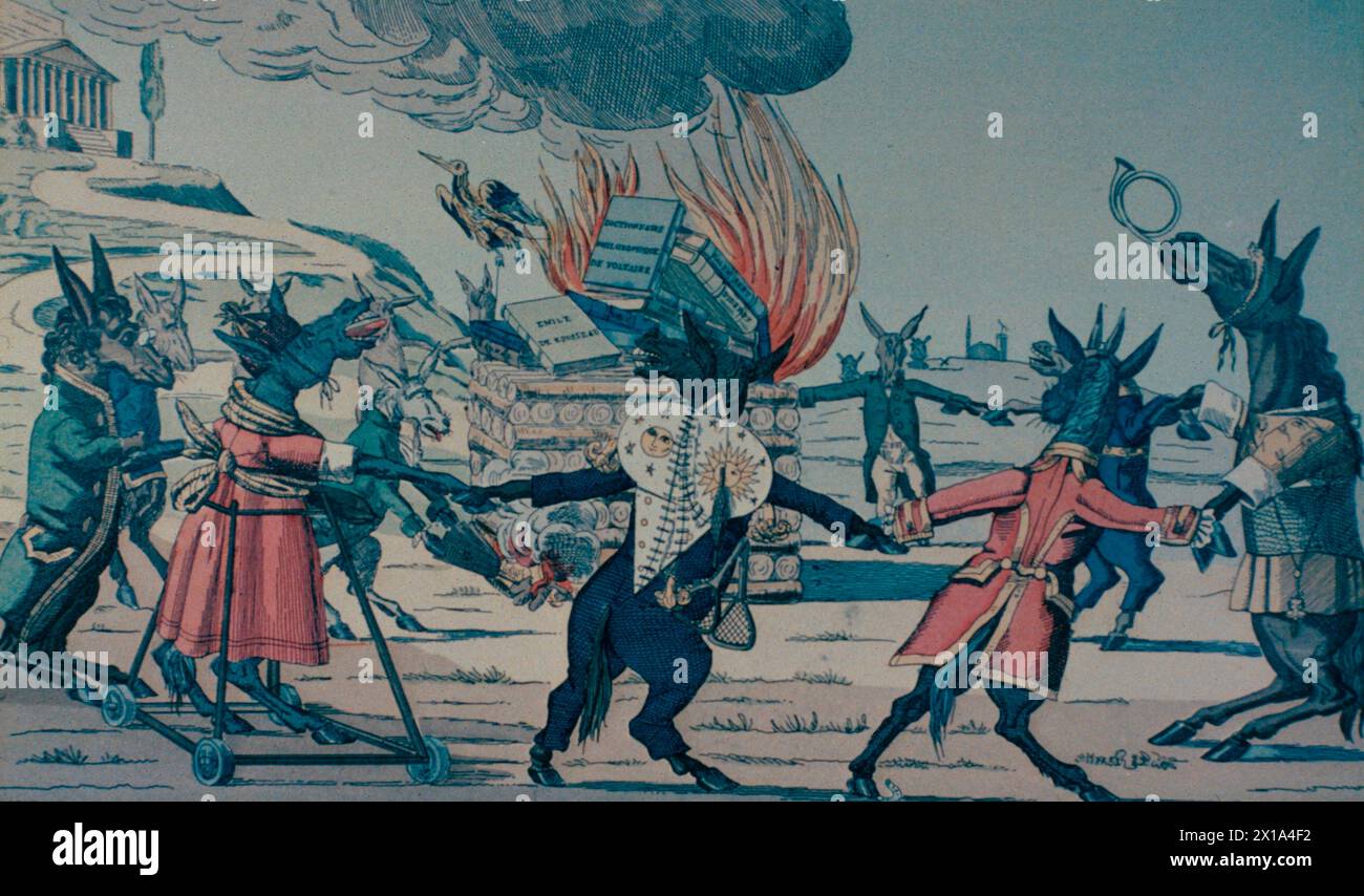 The Phoenix, spirit of the Enlightenment, rises from its ashes, cartoon ...