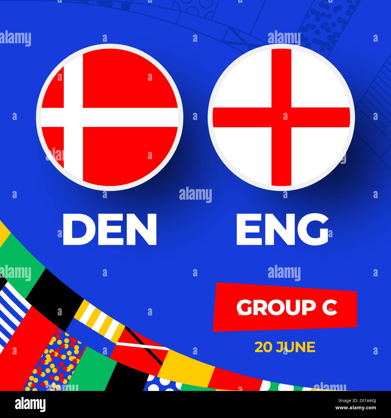 Denmark vs England football 2024 match versus. 2024 group stage ...