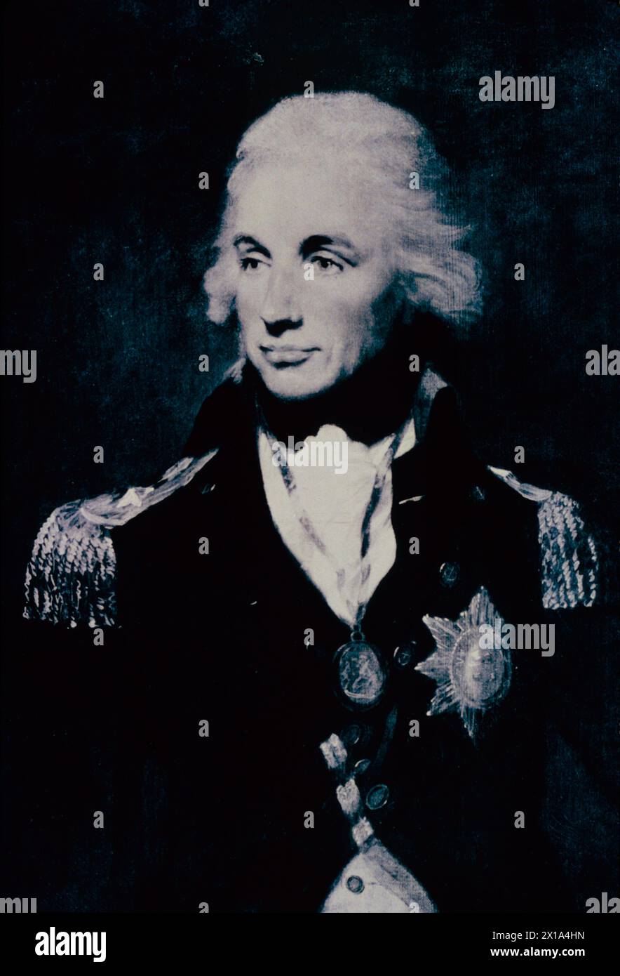 Portrait of English Admiral Horatio Nelson, illustration 19th century ...