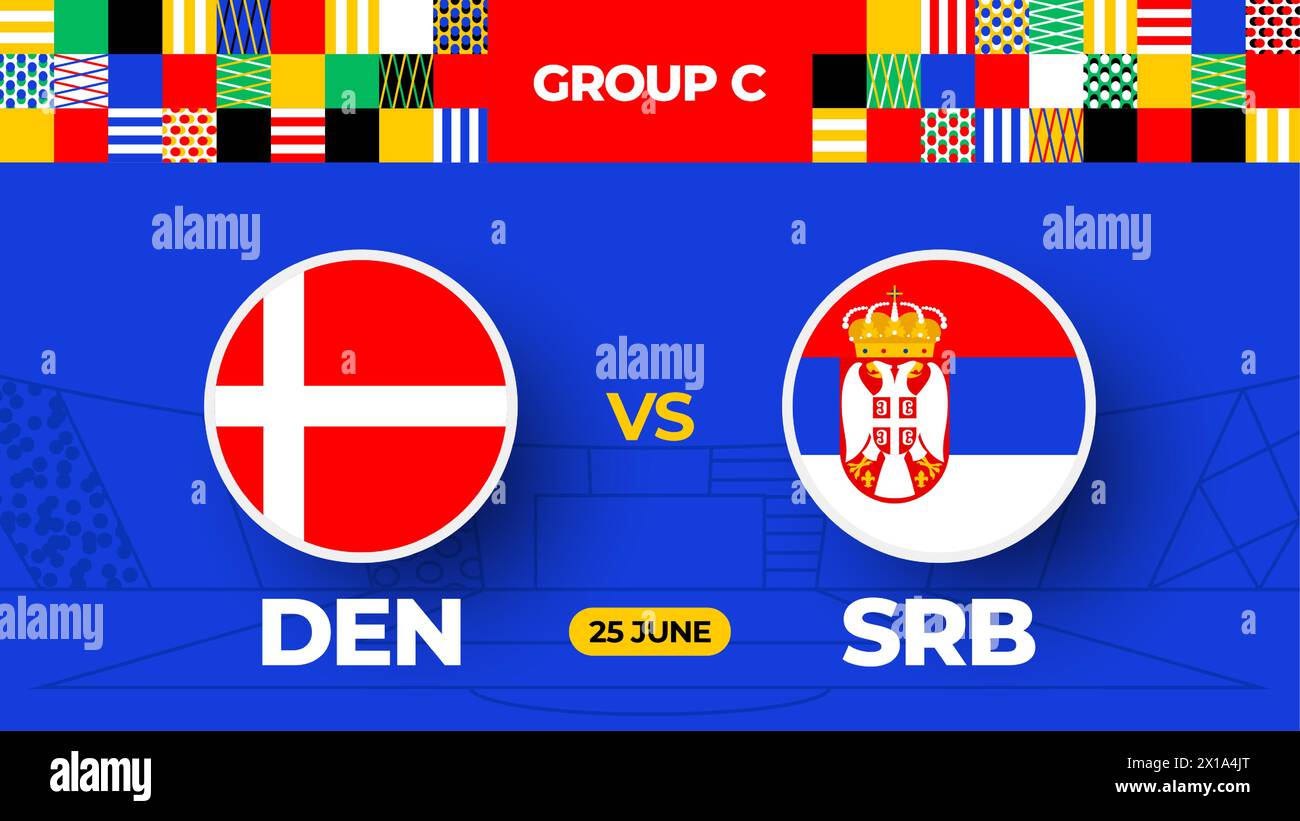 Denmark vs Serbia football 2024 match versus. 2024 group stage ...