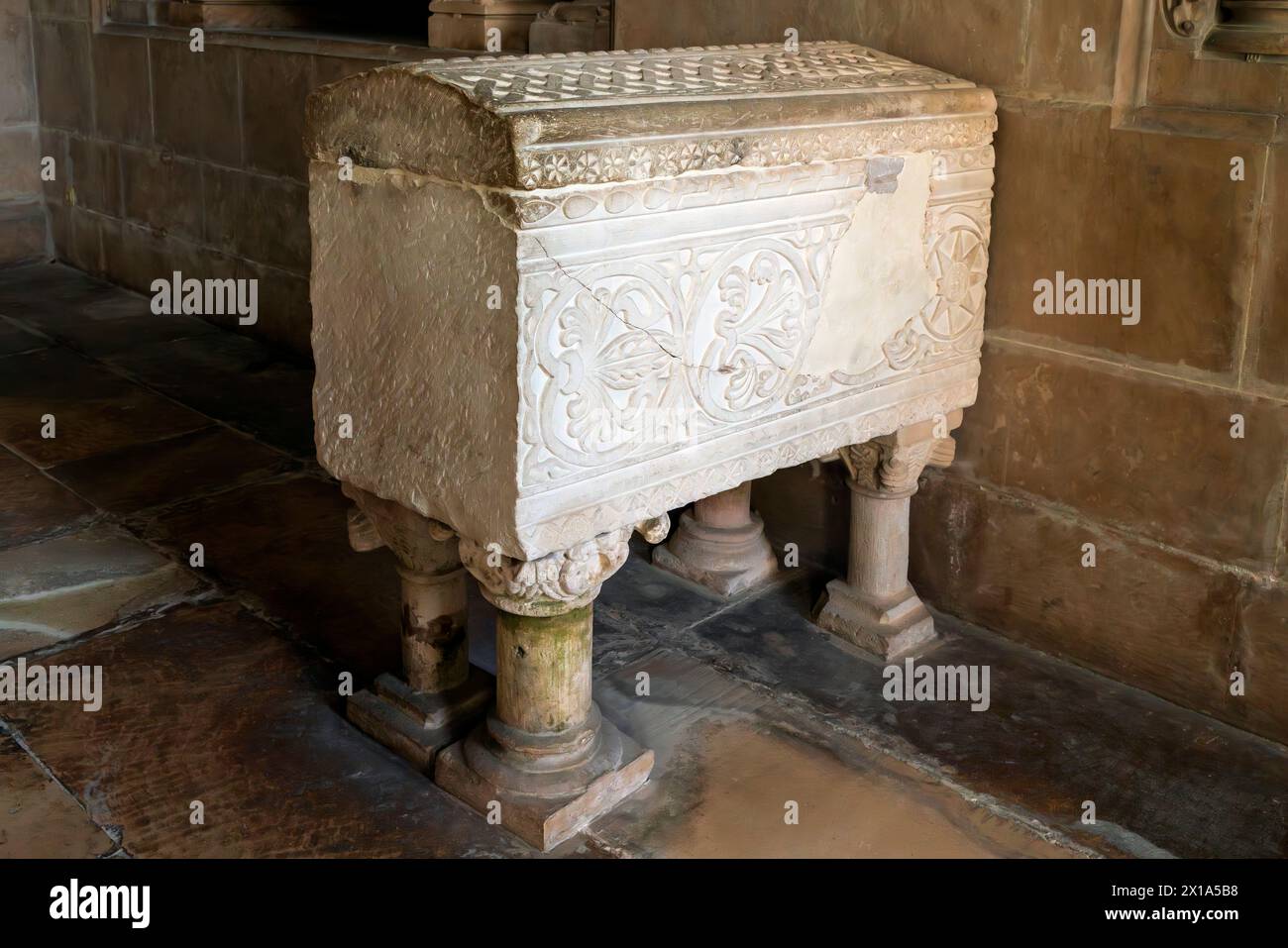 A tomb in The Royal Pantheon (Panteao Real). The Alcobaça Monastery ...