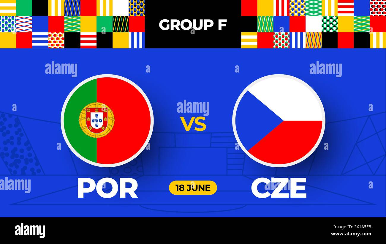 Portugal vs Czechia football 2024 match versus. 2024 group stage championship match versus teams ...