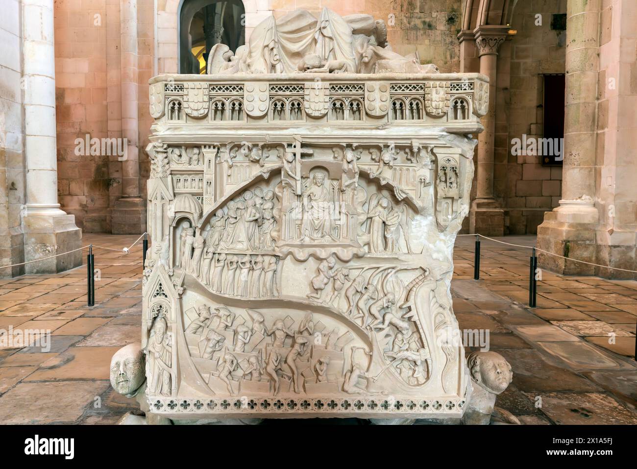 The tomb of Dona Inês de Castro of Spain in the Alcobaça church. The ...