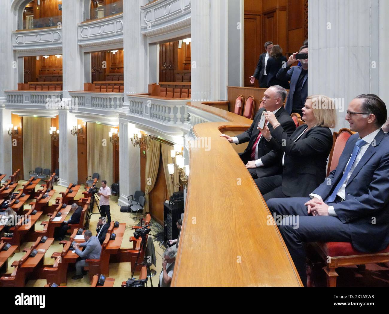 Bukarest, Romania. 16th Apr, 2024. Ambassador Peer Gebauer (r-l) and ...