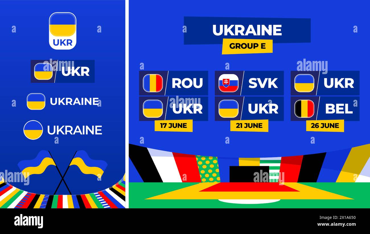 Ukraine football 2024 match versus set. National team flag 2024 and ...