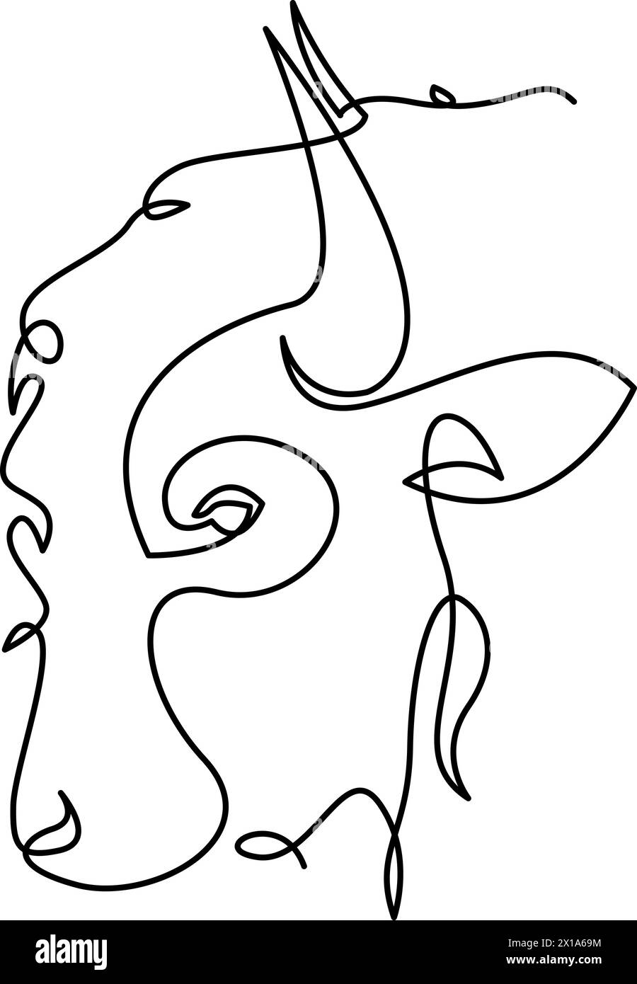 Continuous line bison logo. Hairy buffalo one line vector drawing ...