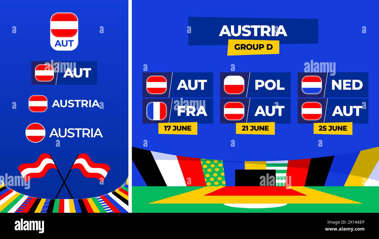 Austria football 2024 match versus set. National team flag 2024 and ...