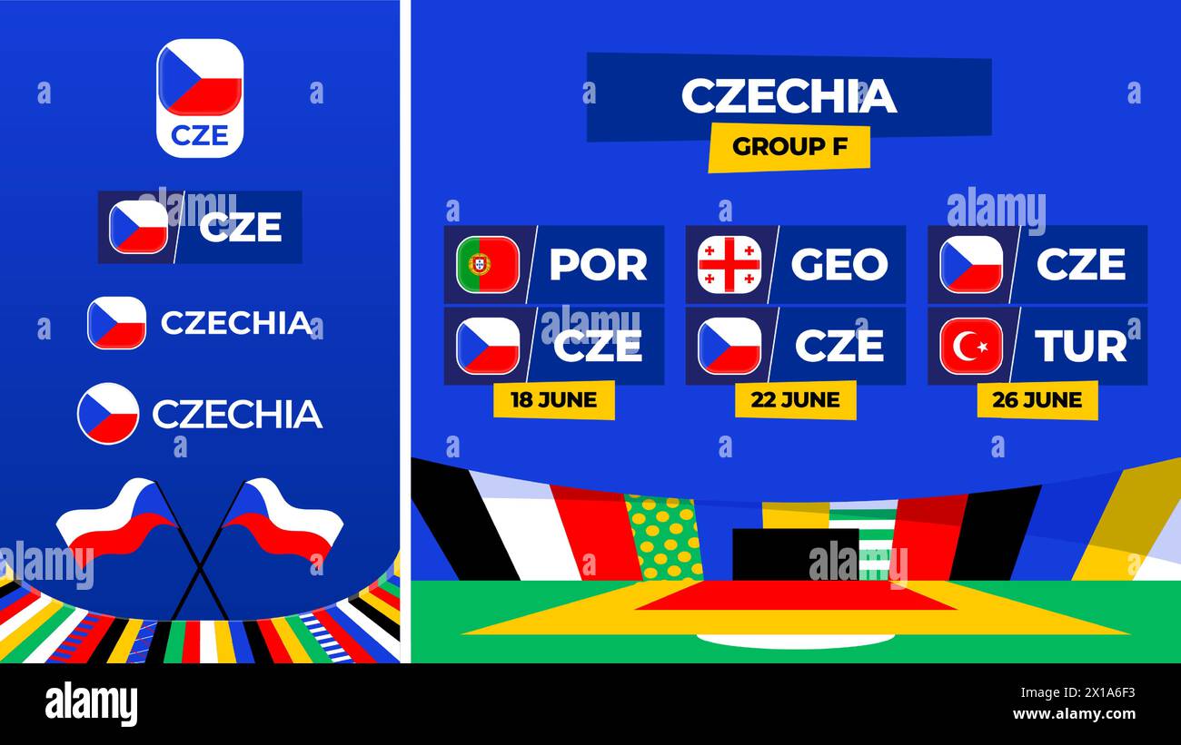 Czechia football 2024 match versus set. National team flag 2024 and ...