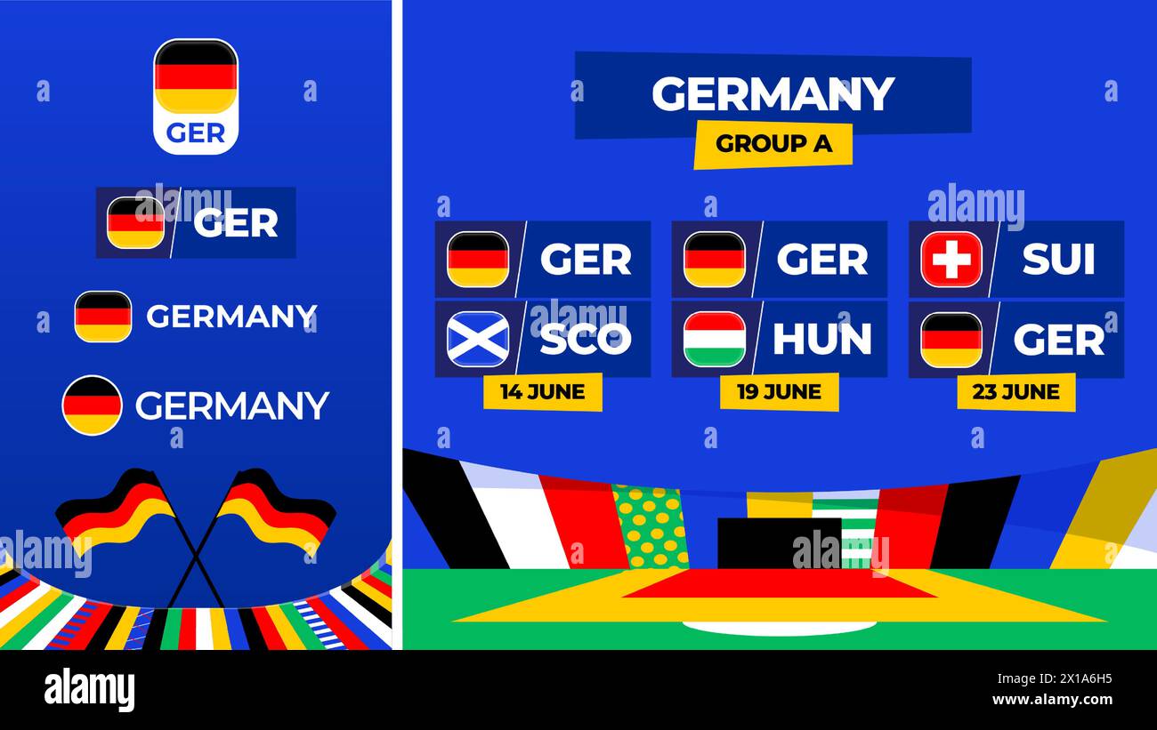 Germany football 2024 match versus set. National team flag 2024 and ...