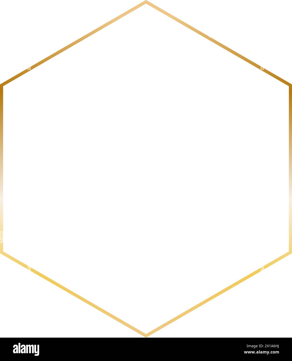 Gold hexagon frame. Vector outline thin aesthetic border for invitations design Stock Vector ...